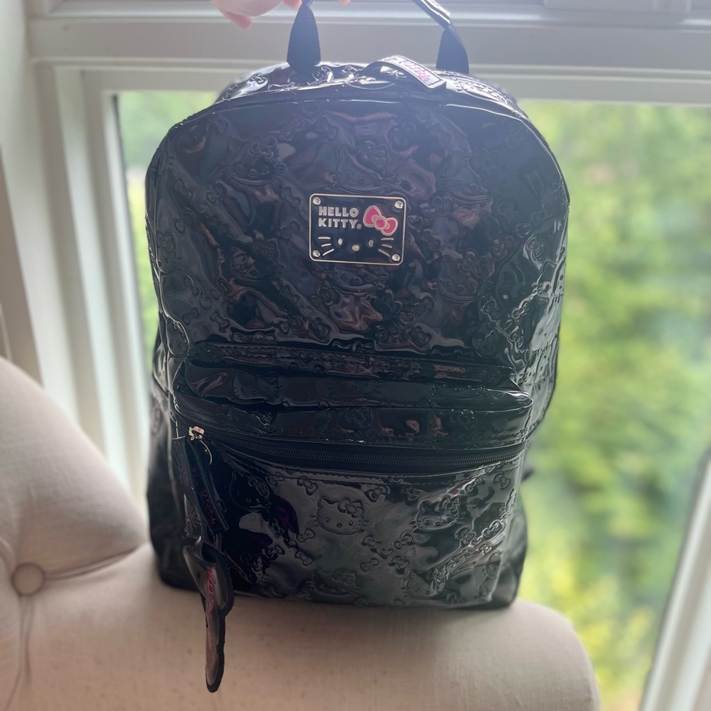 Hello Kitty Black Patent Leather Backpack With Added … - Gem